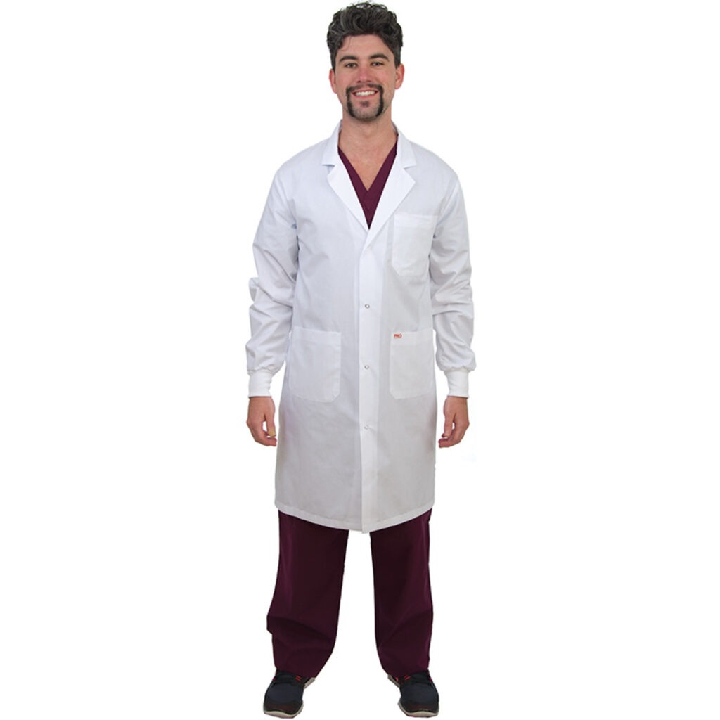 Unisex white Lab coat, 719 snap Front, full length with ribbed cuffs ...